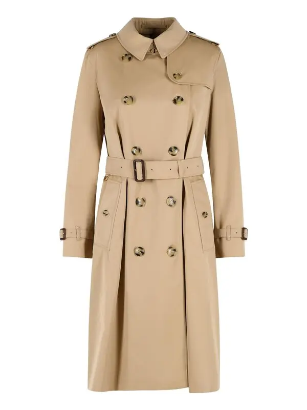 Burberry Long 'kensington' Beige Cotton Trench Coat - Cream