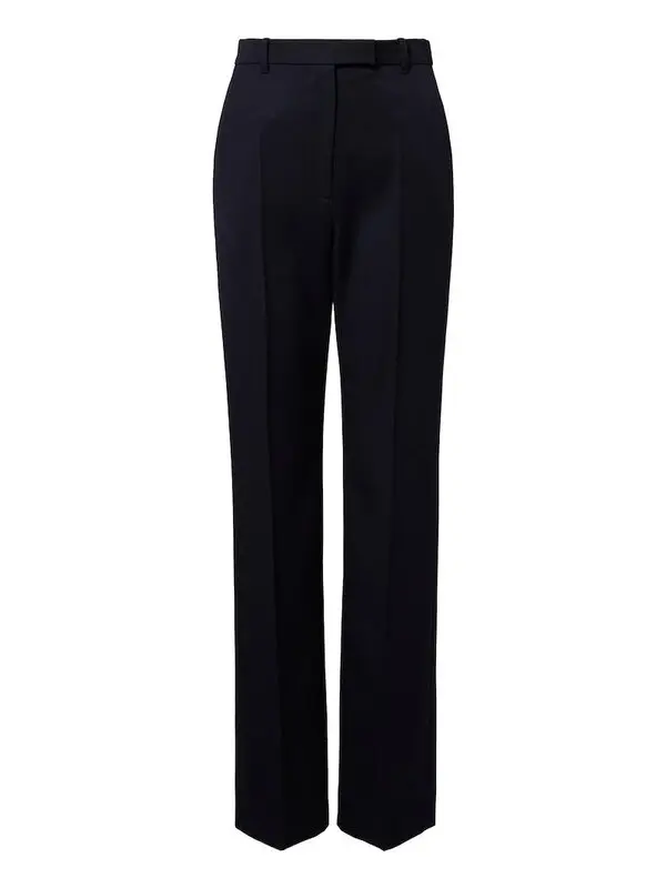 Alexander McQueen Wool Grain De Poudre Straight Pants - Black