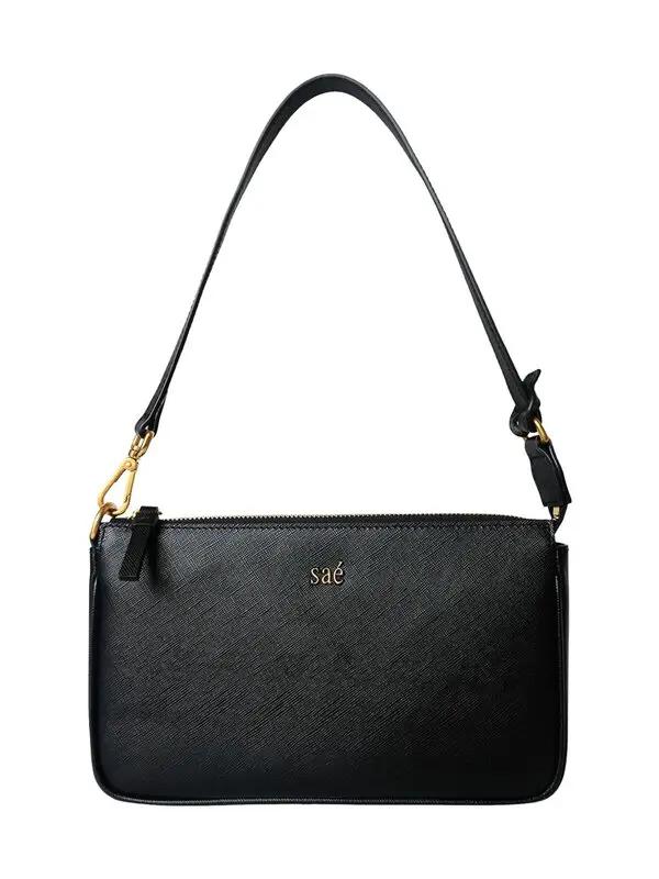 SAÉ Monet Saffiano Leather In Obsidian - Black