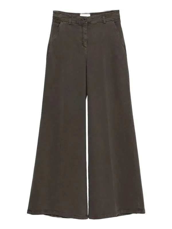 VIA MASINI 80 Cotton Wide-leg Trousers - Brown