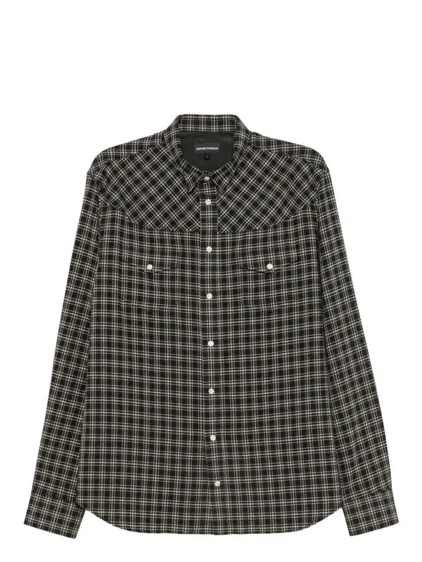 Emporio Armani Checked Flannel Shirt - Black