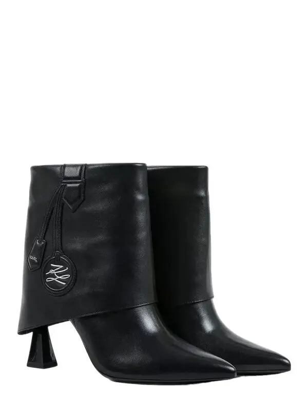 Karl Lagerfeld Foldover-panel Pointed-toe Boots - Black