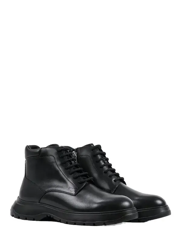 Karl Lagerfeld Lace-up Leather Boots - Black