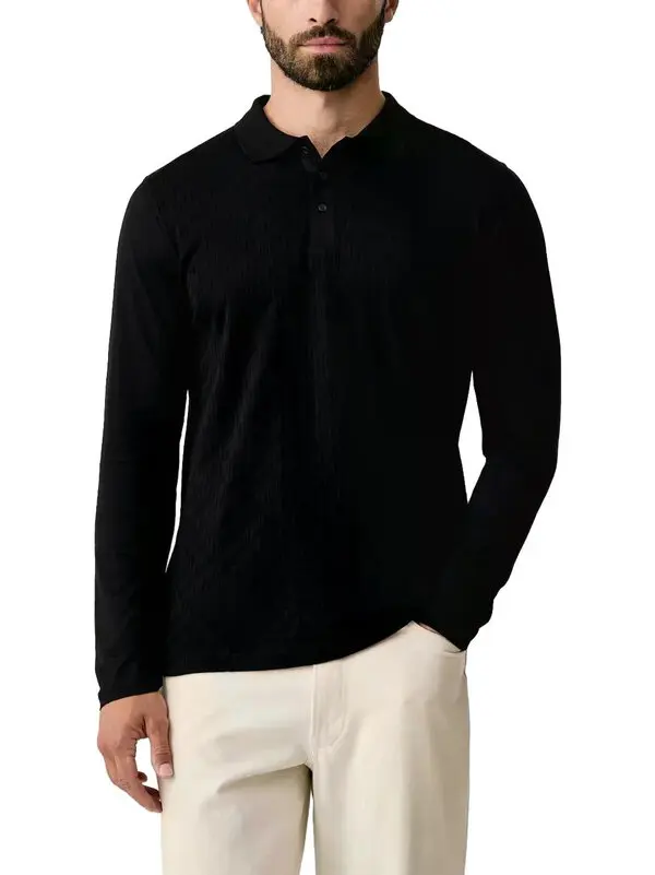 Karl Lagerfeld Long-sleeves Polo Shirt - Black