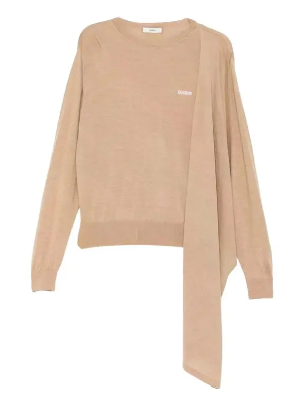 BONBOM Draped Long-sleeve Top - Neutrals