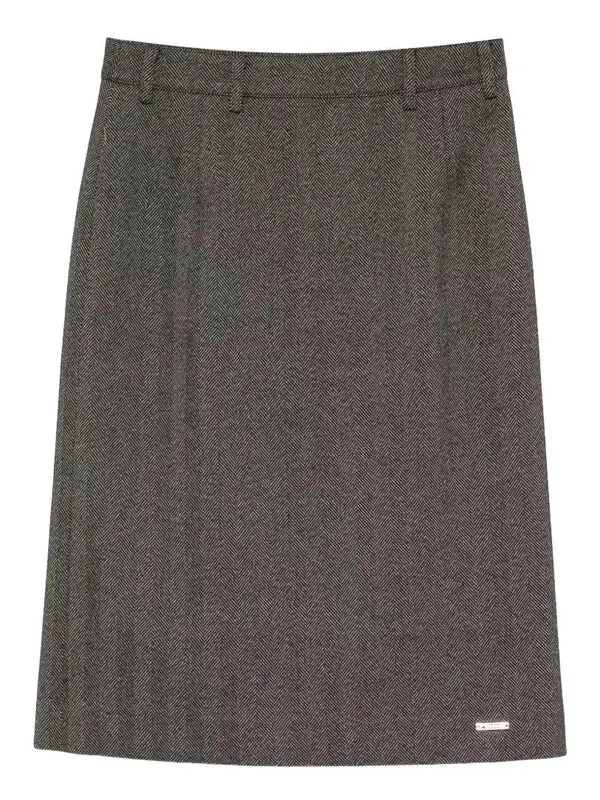 BONBOM Herringbone-pattern Skirt - Grey