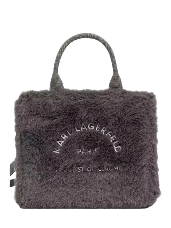 Karl Lagerfeld Logo-embroidered Faux-fur Tote Bag - Grey