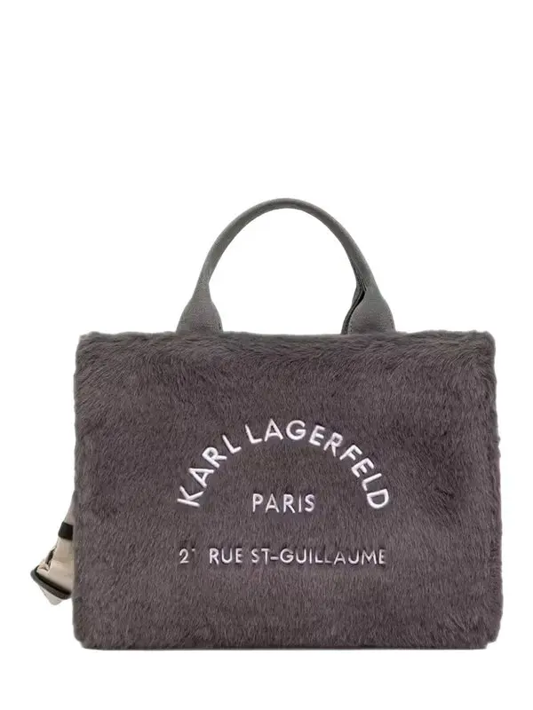 Karl Lagerfeld Logo-embroidered Faux-fur Tote Bag - Grey