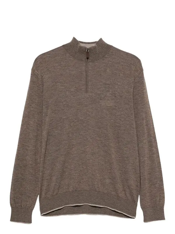 Paul & Shark Half-zip Feather Wool Sweater - Brown
