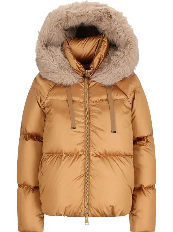 Herno Short Puffer Jacket With Hood - Brown