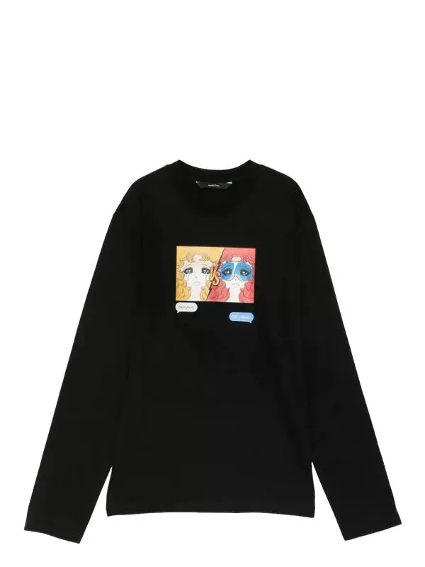 PUSHBUTTON Graphic-print Long-sleeve T-shirt - Black