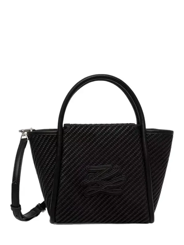 Karl Lagerfeld Woven-design Logo-patch Tote Bag - Black