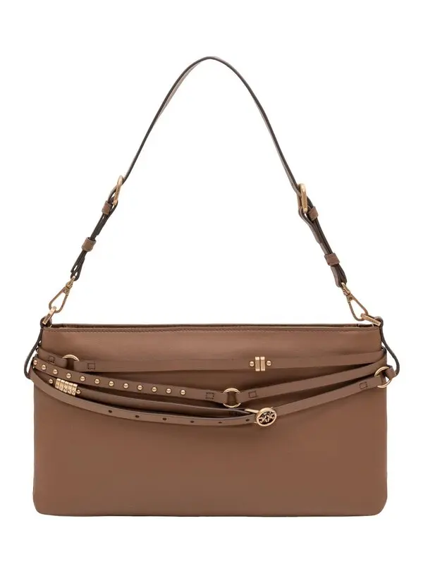 Pinko Pink Belt Handbag Classic Shoulder Bag - Cognac