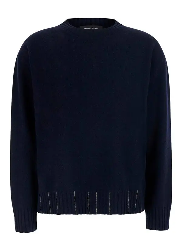 Fabiana Filippi Rhinestone Detail Wool-silk Blend Crewneck Sweater - Blu