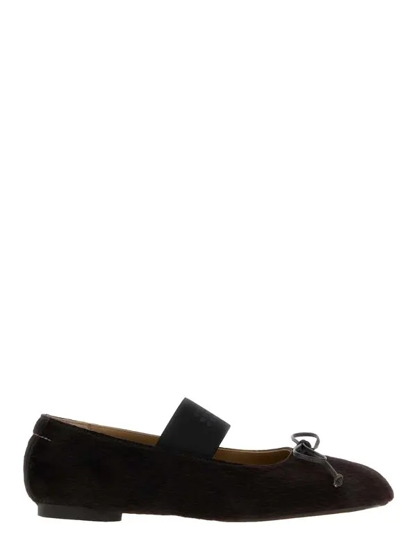 MAISON MARGIELA Dark Leather Hair Ballerinas - Brown