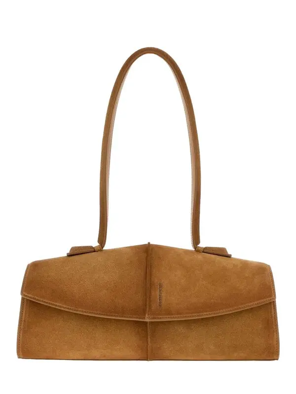 JIL SANDER Biscuit Suede Mini Linea Shoulder Handbag - Camel