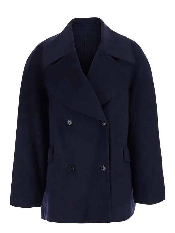 Loulou De Saison Oversized Notched-lapel Double-breasted Wool & Cashmere Jacket - Blu