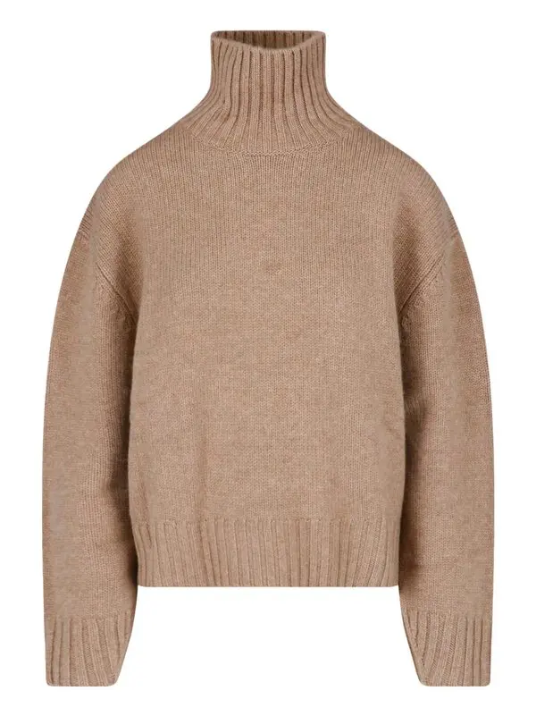ALMADA Oversized Turtleneck Sweater - Brown