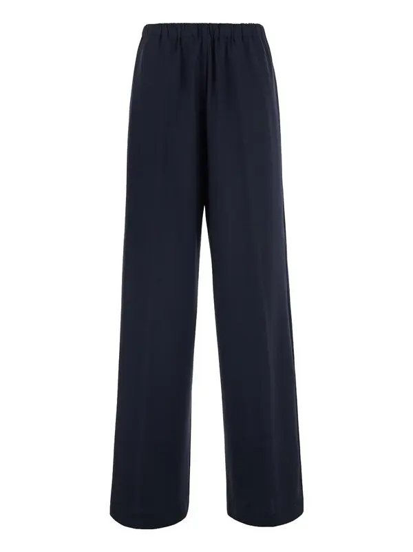 Fabiana Filippi Wool-blend Relaxed Fit Pants With Elastic Waist And Back Strass Detail - Blu
