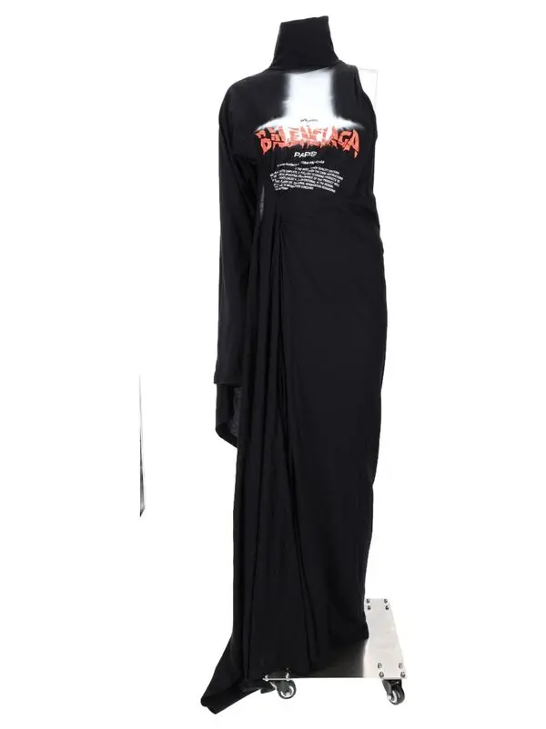Balenciaga Door Draped Cotton Gown - Black
