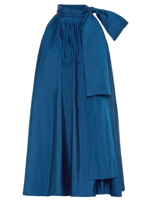 Max Mara Satin Dress With Oversized Bow - Navy