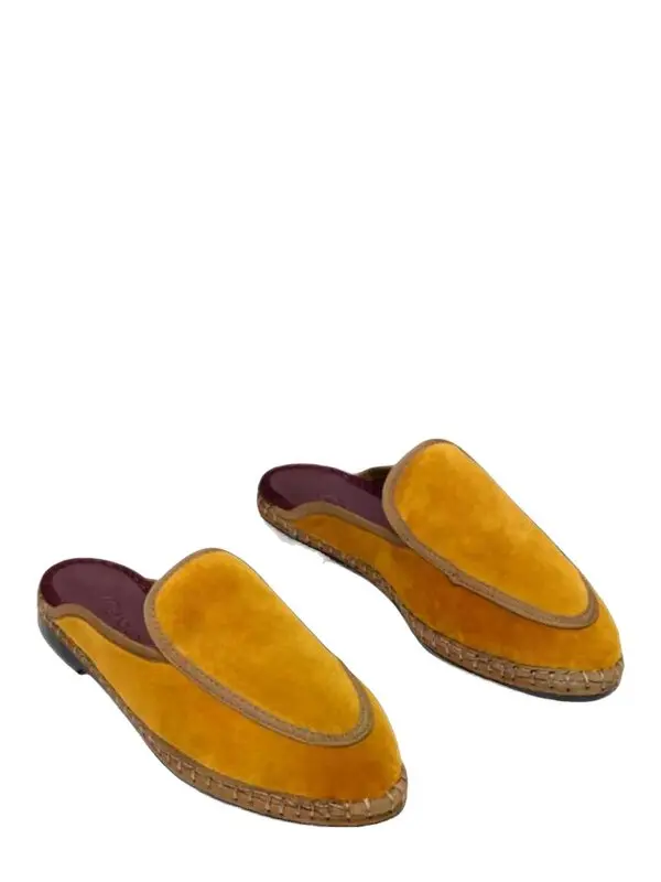 FLABELUS Bruna Velvet Flat Mules - Yellow