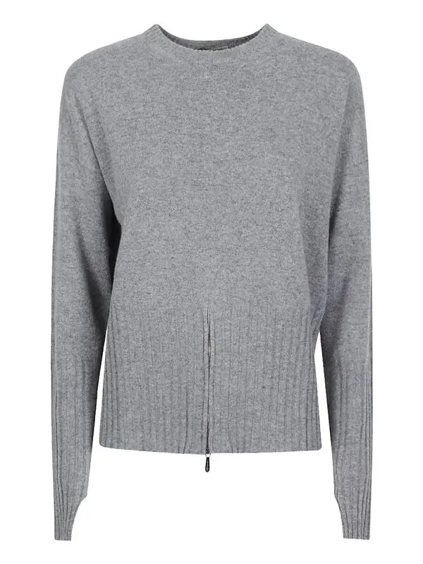DRUMOHR Zip-detail Ribbed-trim Sweater - Grey