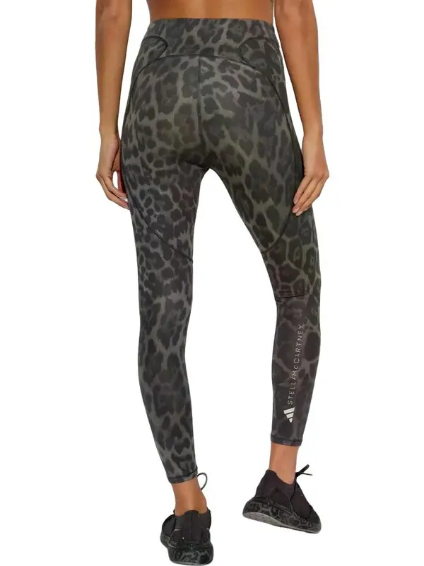Adidas By Stella McCartney X Stella Mccartney Leopard-print Logo-print Leggings - Grey