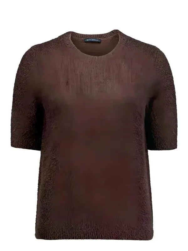 BETTY BARCLAY Short-sleeve Textured-knit T-shirt - Brown