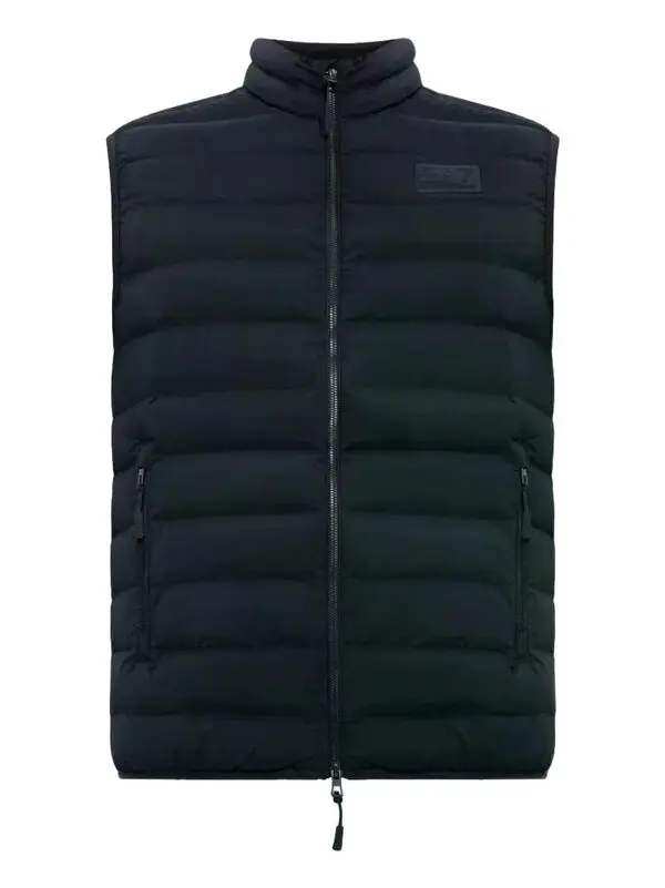 EA7 Quilted Logo-patch Gilet - Blue