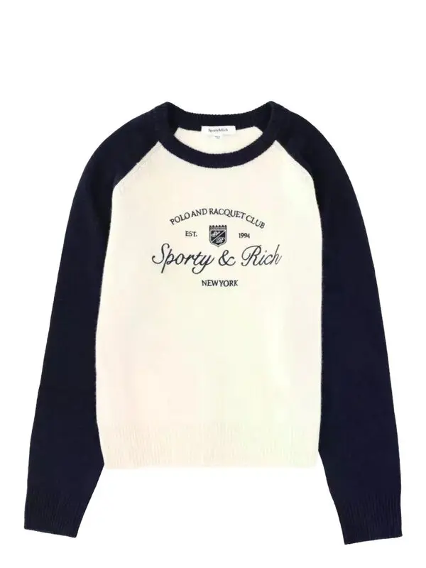 Sporty & Rich Logo-print Raglan-sleeve Sweater - Neutrals