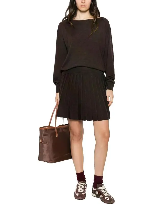 MC2 SAINT BARTH Pleated Knitted Skirt - Brown