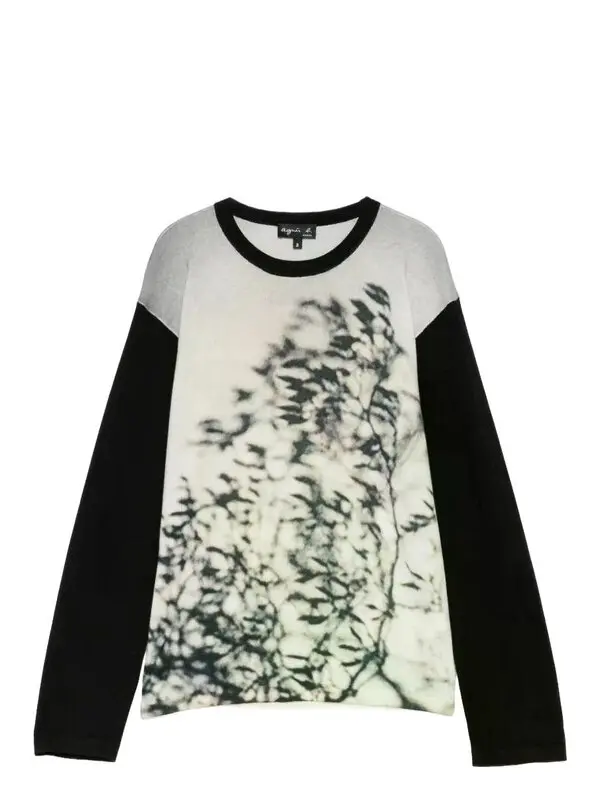 AGNES B. Graphic-print Panelled Sweater - Black