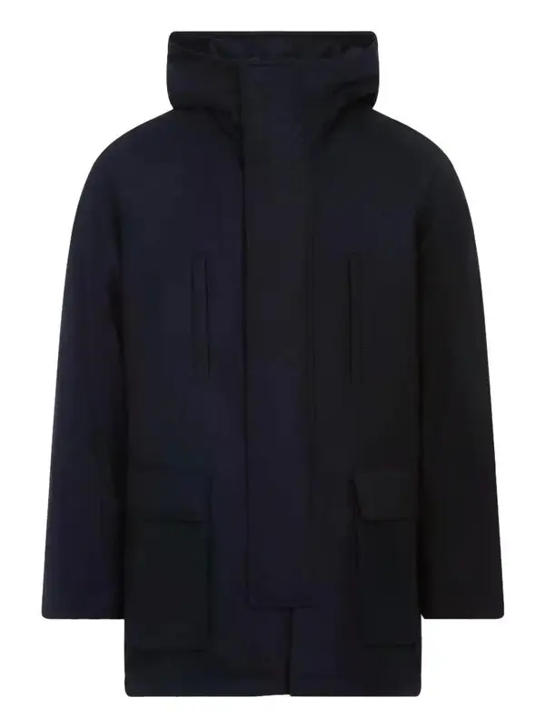Giorgio Armani Hooded Wool Coat - Blue