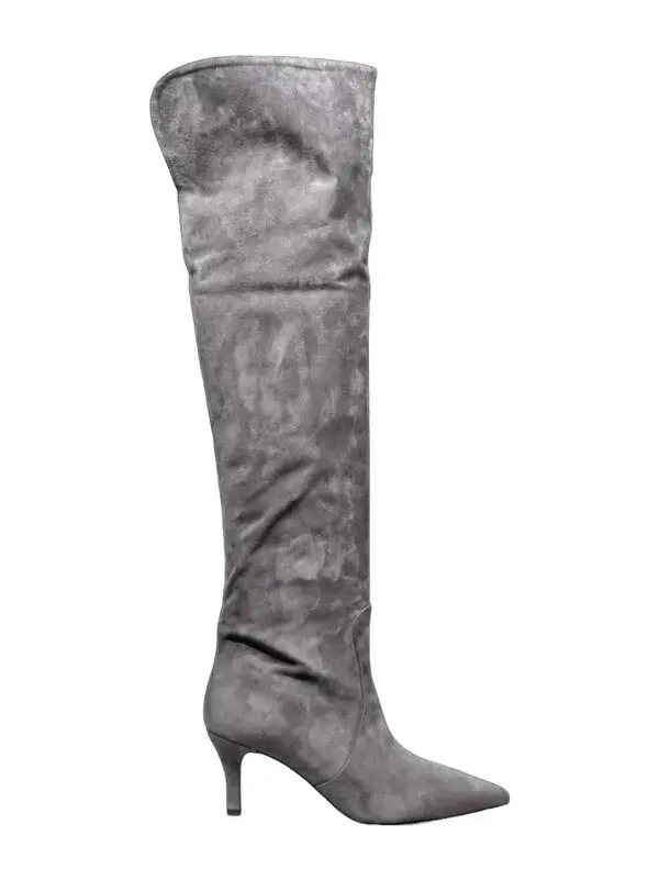 POCHE PARIS Pointed-toe Over-the-knee Boots - Grey