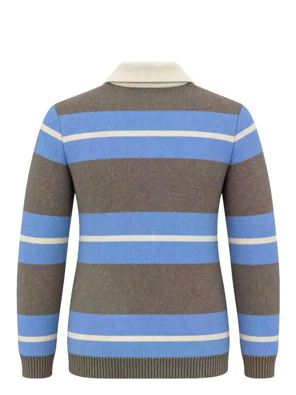 AMARANTO Striped Polo-collar Sweater - Blue