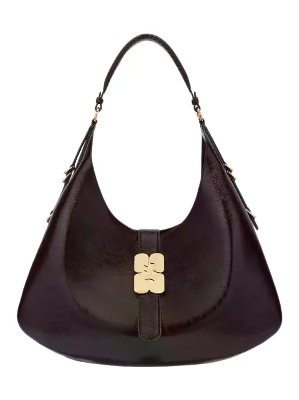GANNI Large Kat Bag Shine - Brown