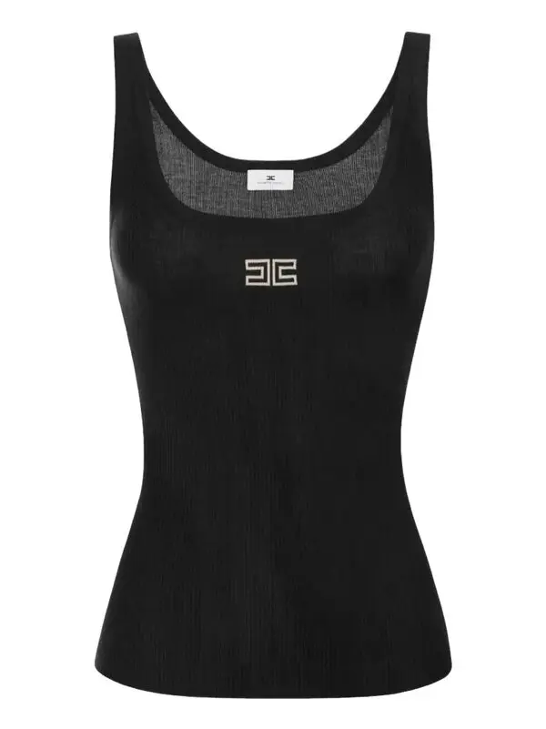 Elisabetta Franchi Ribbed Knit Tank Top - Black
