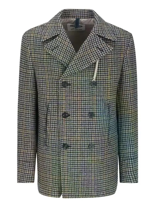 CAMPLIN Houndstooth Double-breasted Coat - Neutrals