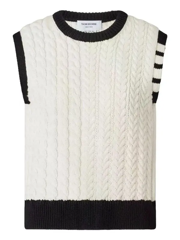 Thom Browne Merino-wool Aran-cable Shell Top - Neutrals