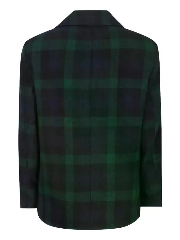 CAMPLIN Check Double-breasted Peacoat - Blue