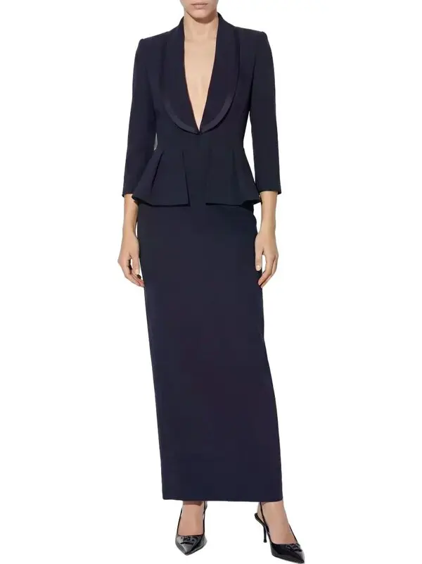 Elisabetta Franchi Red Carpet Dress In Lightweight Crêpe And Satin Fabrics - Blue