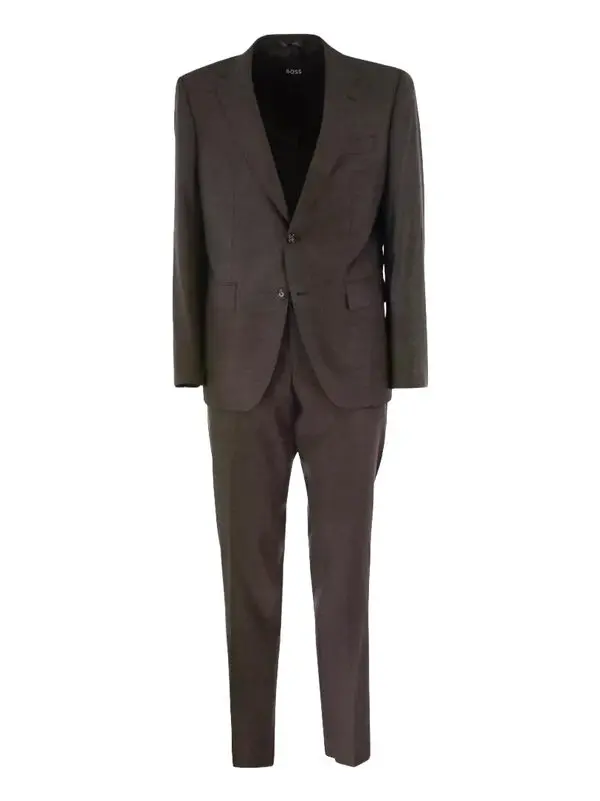 BOSS Two-piece Slim-fit Suit In Patterned Stretch Wool - Brown