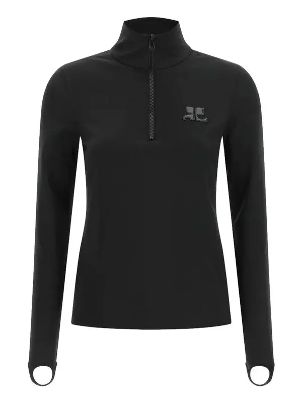 COURREGES Second Skin Logo-patch Sweater - Black