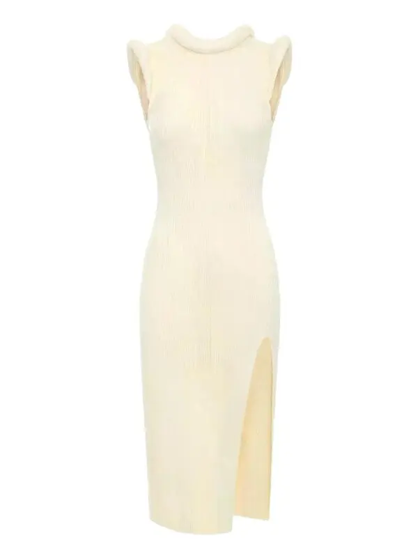 Elisabetta Franchi Knit Dress With 3d Details - Neutrals