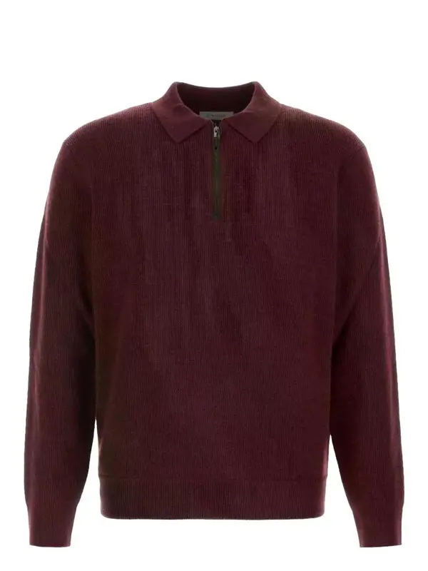 Canali Zip-fastening Knitted Polo Sweater - Red