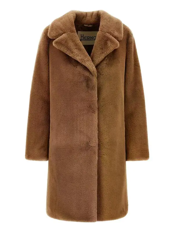 Herno Faux-fur Lapel-collar Coat - Brown