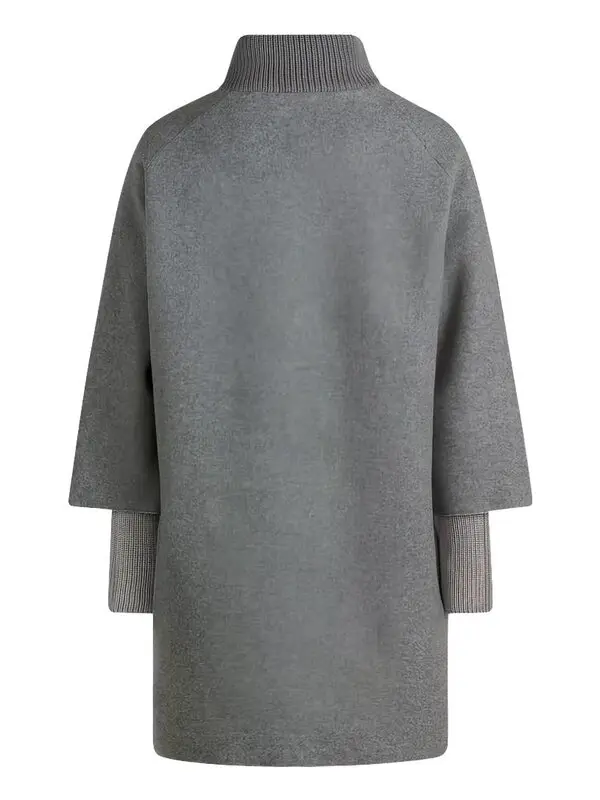 BETTY BARCLAY Ribbed-knit Trim Button-up Coat - Grey