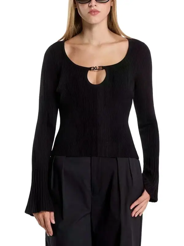 Karl Lagerfeld Logo-plaque Cut-out Sweater - Black