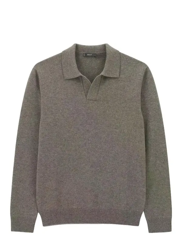 Boggi Milano Knitted Polo Shirt In Wool Cashmere - Grey